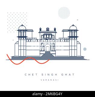 Varanasi City - Chet Singh Ghat - Icon Illustration as EPS 10 File ...
