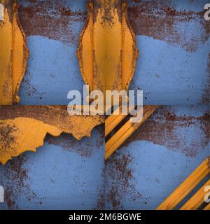 Rusted blue painted metal wall background set Stock Photo - Alamy