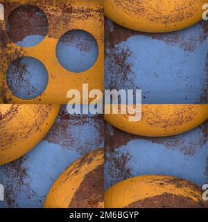 Rusted blue painted metal wall background set Stock Photo - Alamy