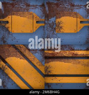Rusted blue painted metal wall background set Stock Photo - Alamy