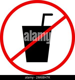 No drink allowed. Straw and drink cup icon. Editable vector Stock ...