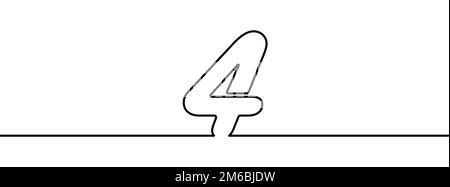 Number four continuous one line drawing of number 4. editable One line ...