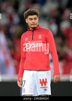 LILLE - Noah Holm of Stade Reims during the French Ligue 1 match ...