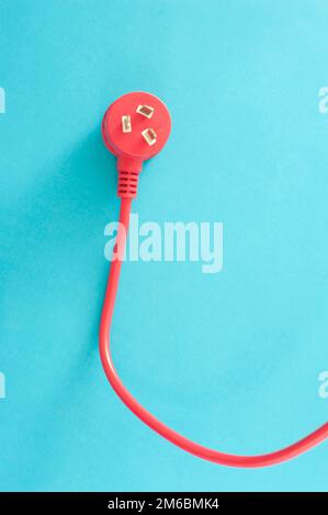 Red electric cord and integrated three prong earthed Australian plug in ...