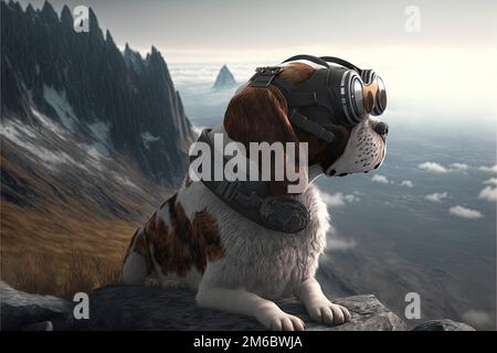 Dog wearing a VR Virtual Reality headset Stock Photo - Alamy