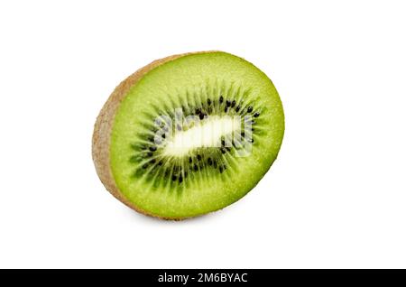 Whole kiwi fruit and his sliced segments isolated on white background ...