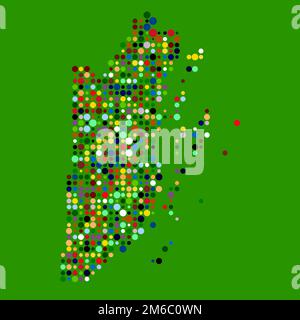 Belize Map Silhouette Pixelated generative pattern illustration Stock ...