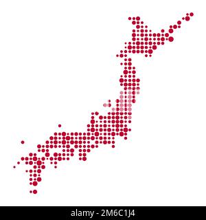 Japan Map Silhouette Pixelated generative pattern illustration Stock ...