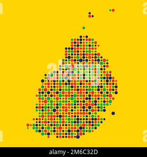 Mauritius Map Silhouette Pixelated generative pattern illustration ...