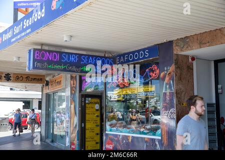 Bondi Beach fish and chips shop on campbell parade, Sydney, Australia ...