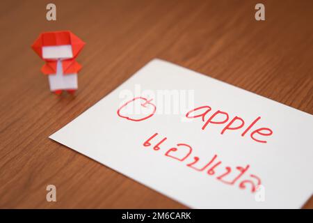 Thai; Learning New Language with Fruits Name Flash Cards Stock Photo ...