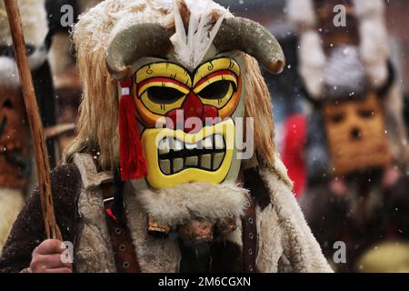 Traditional Kukeri costume bells on a traditional Bulgarian Kukeri ...