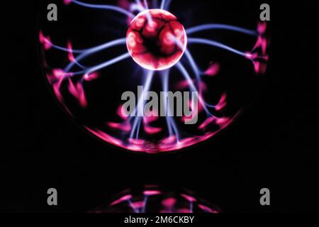 Electricity fire-ball. Abstract photo of electric waves. Static ...