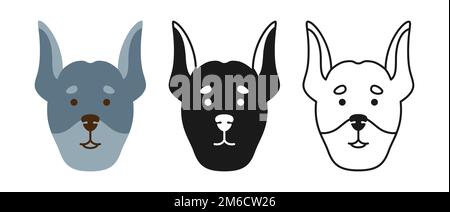 Dog faces emotion sketch doodle character set. Cute puppy kawaii head ...