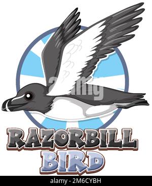 Razorbill bird logo with carton character illustration Stock Vector ...
