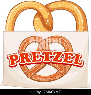 Pretzel bread in paper bag illustration Stock Vector Image & Art - Alamy