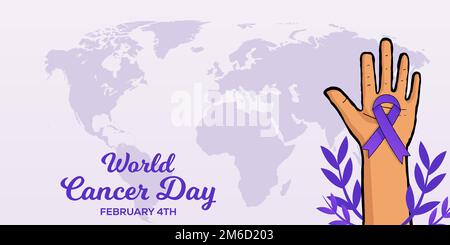 hand drawn world cancer day horizontal banner illustration Stock Vector ...