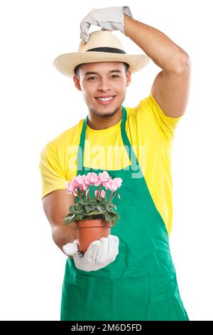 Gardener gardner flower gardening garden occupation full body portrait ...
