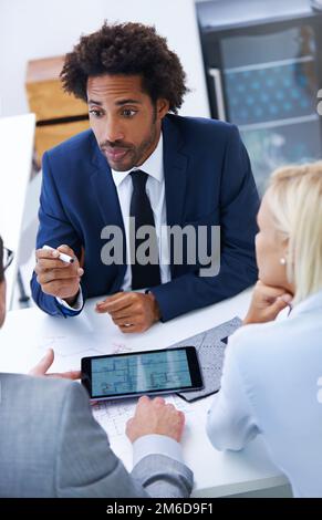 Group of three people involved in playing a guessing gam Stock Photo ...
