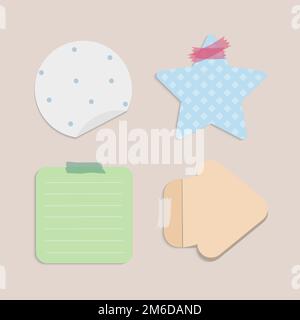 Collection of cute colorful paper notes. Blank cartoon notes with ...