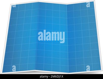 Folded blueprint paper, vector eps10 illustration Stock Vector Image ...