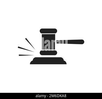 Judge hammer icon. Internet button on white background Stock Photo - Alamy