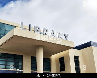 Miami Beach Florida,Public Library,sign,outside exterior,front,entrance ...