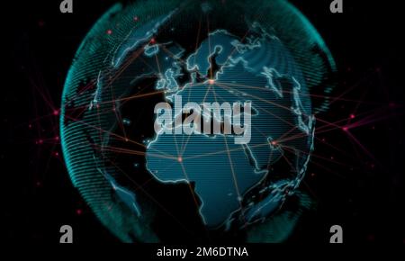 Cyber world network background.Global business technology.Digital world ...