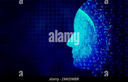 Business technology background.Human head digital network presentation ...