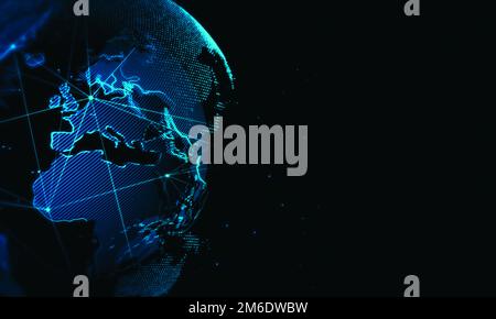 Cyber world network background.Global business technology.Digital world ...