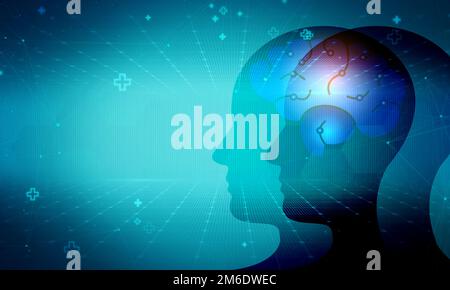 Human brain technology background.Medical research scientist concept ...