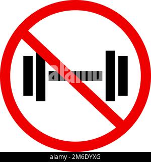 Exercise forbidden symbol. Warning training with barbell, no ...