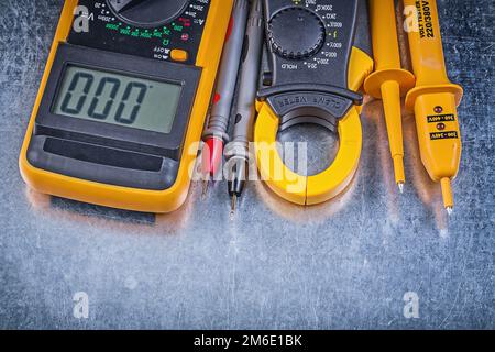 Composition of digital clamp meter electrical tester multimeter on ...
