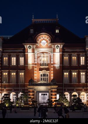 Tokyo, Japan - 1 2 20: The front of Tokyo station's famous brick ...