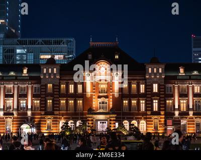 Tokyo, Japan - 1 2 20: The front of Tokyo station's famous brick ...