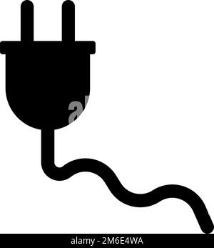 Plug and socket silhouette icon. Charging adapter. Editable vector ...