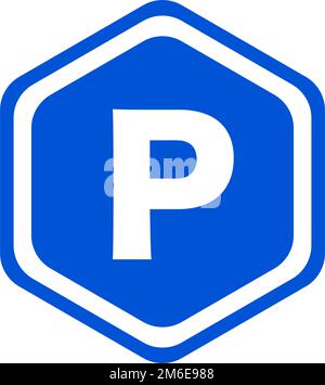 hexagon parking sign Stock Photo - Alamy