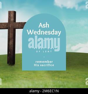 Cross on land and ash wednesday, first day of lent, remember his ...