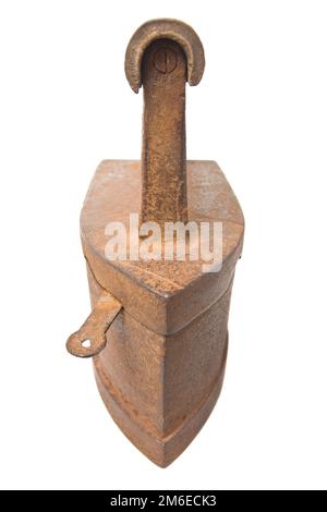 Old vintage Russian Soviet rusty iron isolated on a white background ...