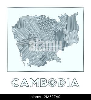 Sketch map of Asia. Grayscale hand drawn map of the continent. Filled ...