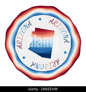 Arizona Badge. Round logo of US state with triangular mesh map and ...