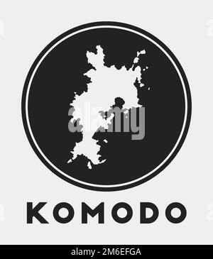Komodo Badge. Round logo of island with triangular mesh map and radial ...