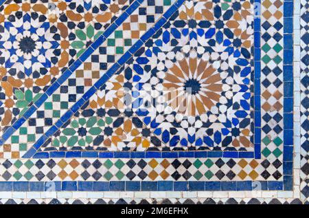 Closeups of Zellige (or Zellij) mosaic tiles at Bahia Palace in ...