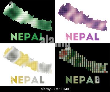 Nepal map. Map of Nepal in dotted style. Borders of the country filled ...