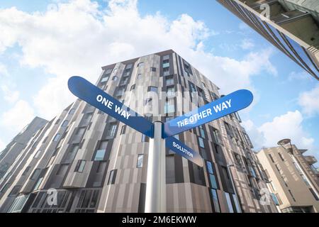 Street Sign the Direction Way to Answer versus Question Stock Photo - Alamy