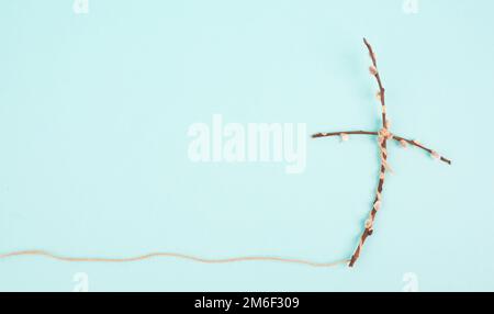 Religious cross made from willow branches, belief, faith and ...