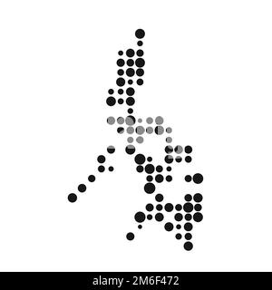 Philippines Map Silhouette Pixelated generative pattern illustration ...