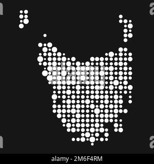 Tasmania Map Silhouette Pixelated generative pattern illustration Stock ...