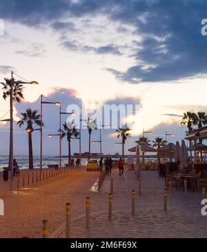 A View of Paphos Fort and waterfront at Sunset, Paphos, Cyprus Stock ...