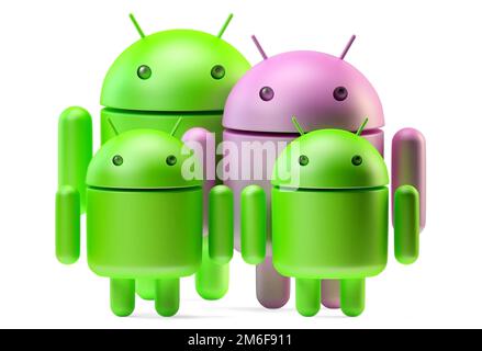Android family. 3D illustration. Isolated Stock Photo - Alamy